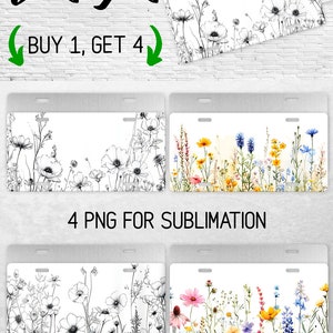 Wildflower License Plate PNG Floral Spring License Plate Design Add ...