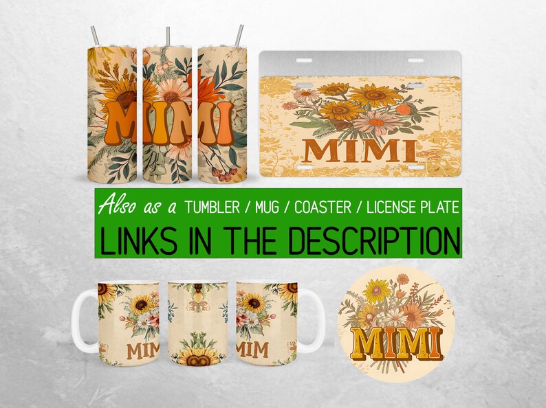 Mimi Mothers Day License Plate PNG Bundle Floral Mimi License Plate ...