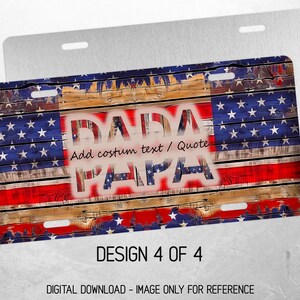 USA Papa Dad License Plate PNG Fathers Day License Plate Design Add ...