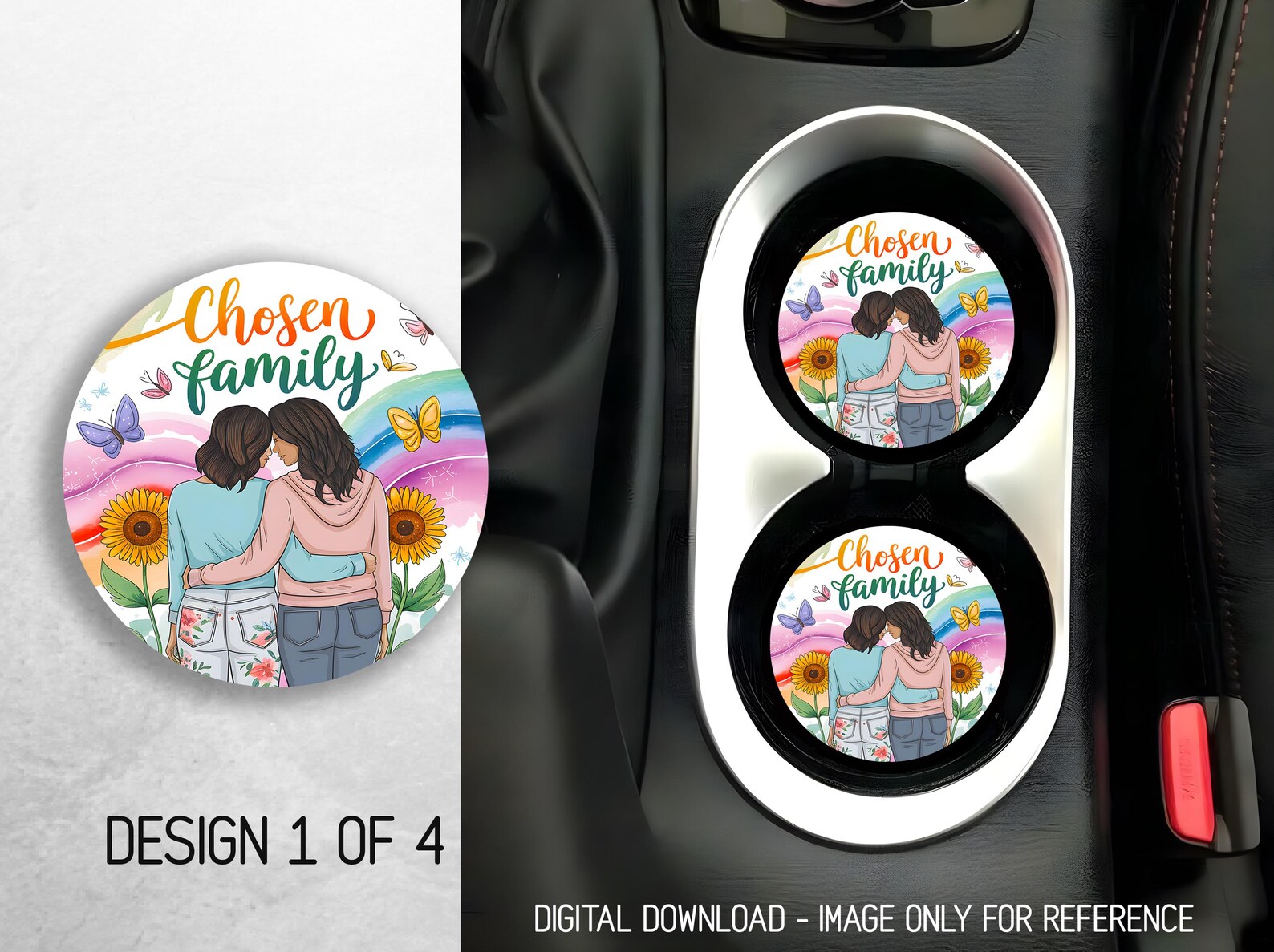 Best Friends Car Coaster PNG Bundle Badass Bestie Car Coaster ...