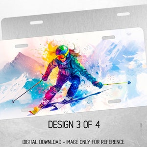 Downhill Skiing License Plate PNG Snow Ski License Plate Design Winter ...