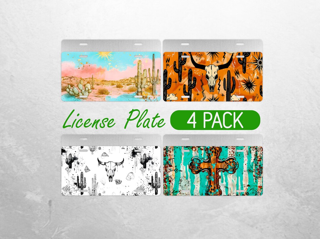 Aztec Western License Plate PNG Boho Desert License Plate Design Cactus ...