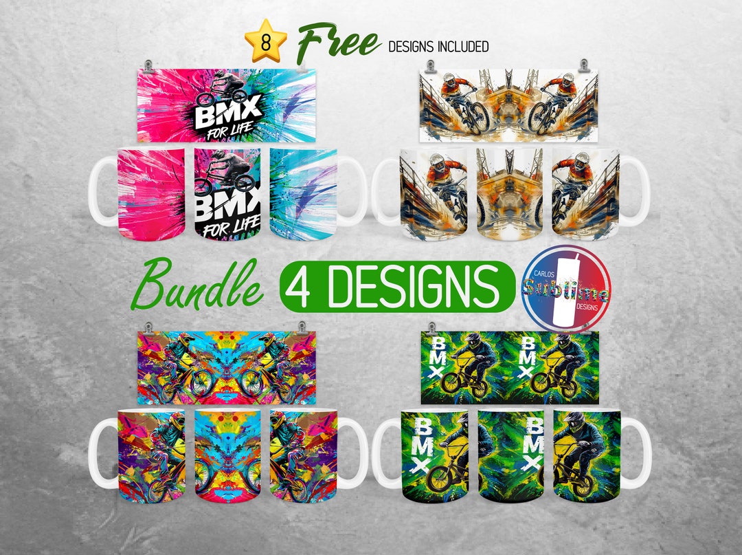 Graffiti BMX Mug Wrap PNG Bundle BMX Biker 11oz and 15oz Mug ...