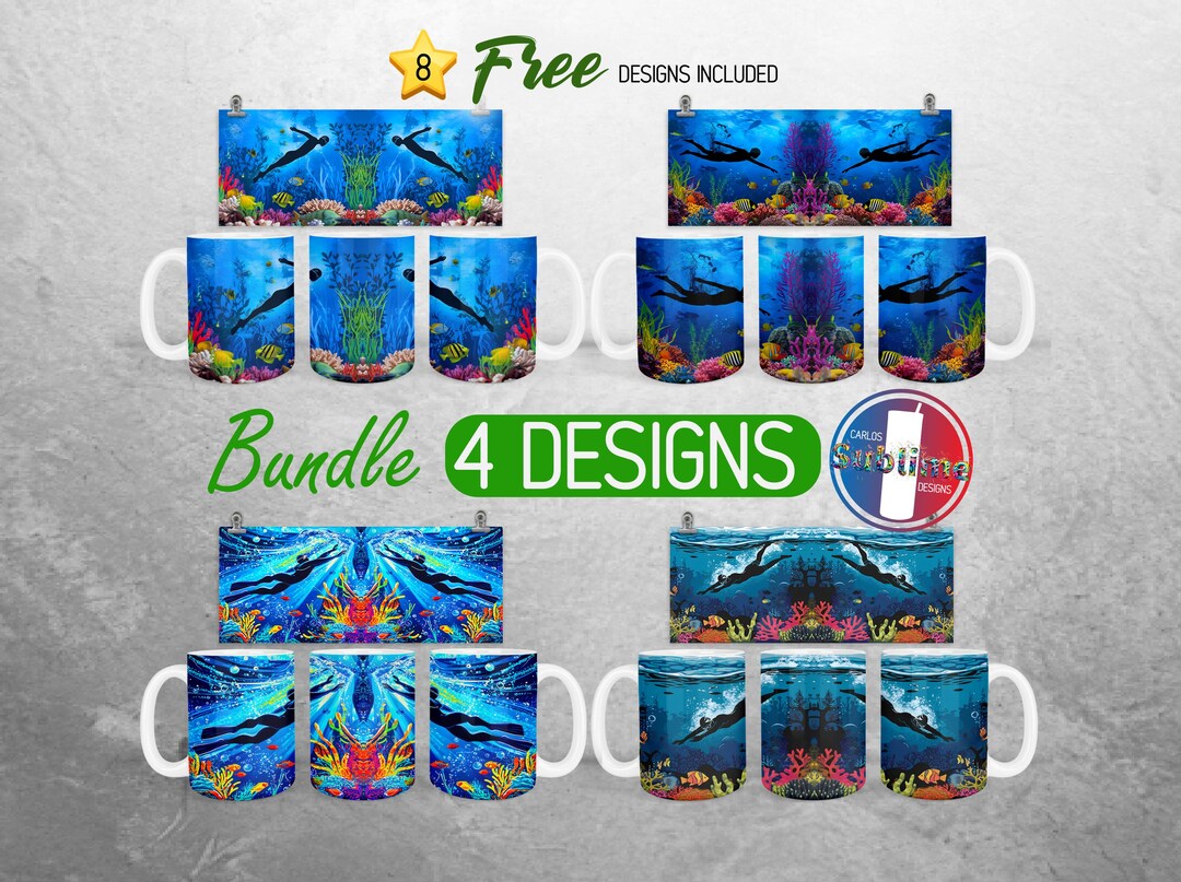 Swim Mug Wrap Bundle Sports Swimming Mug PNG Design Ocean Swimmer Full ...