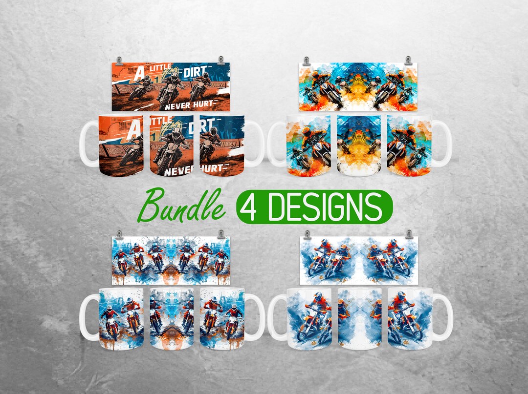 Motocross Dirt Bike Mug Wrap PNG Bundle Little Dirt Never Hurt 11oz and ...