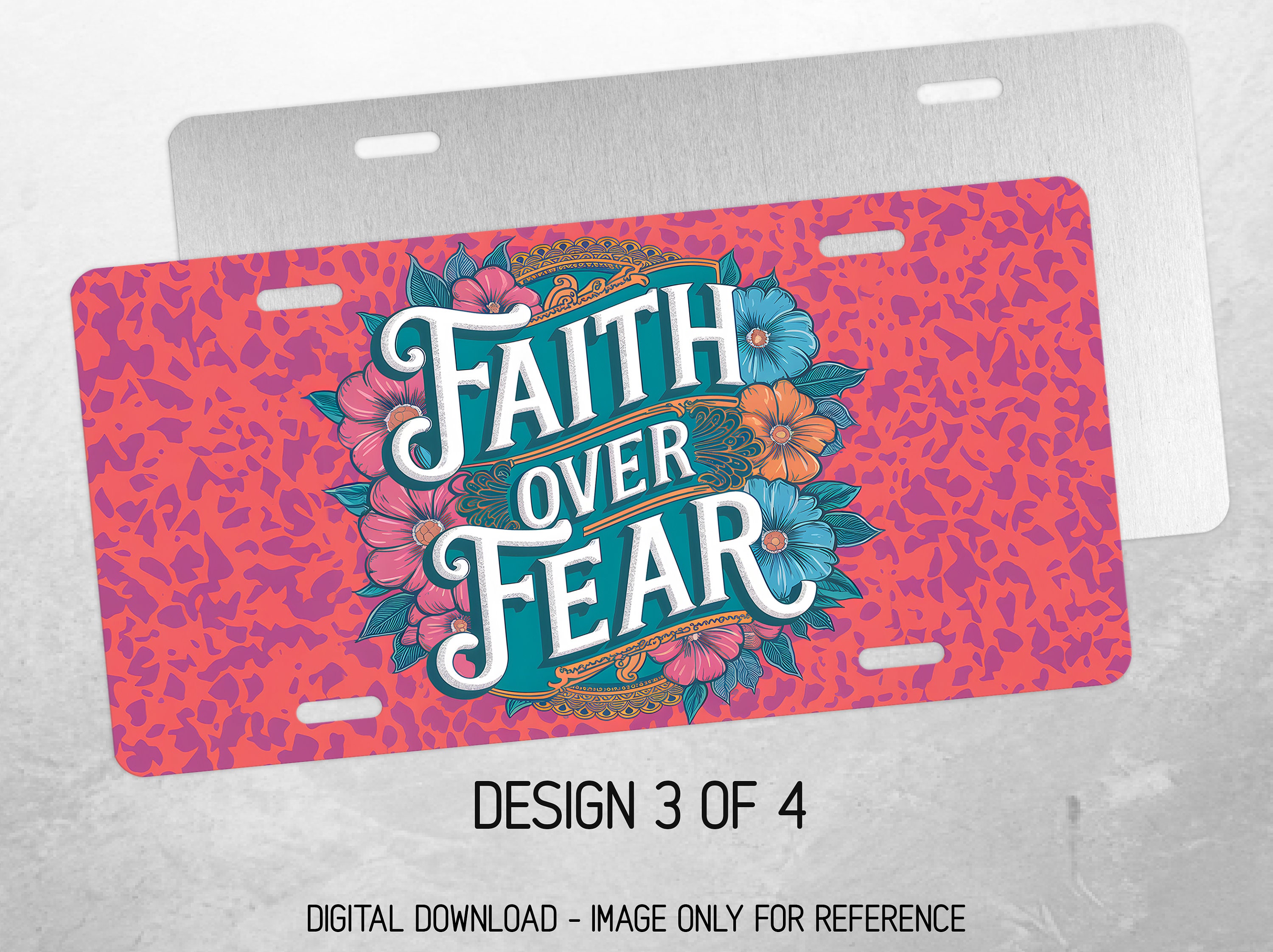 Faith Over Fear License Plate PNG Bundle Christian License Plate Design ...