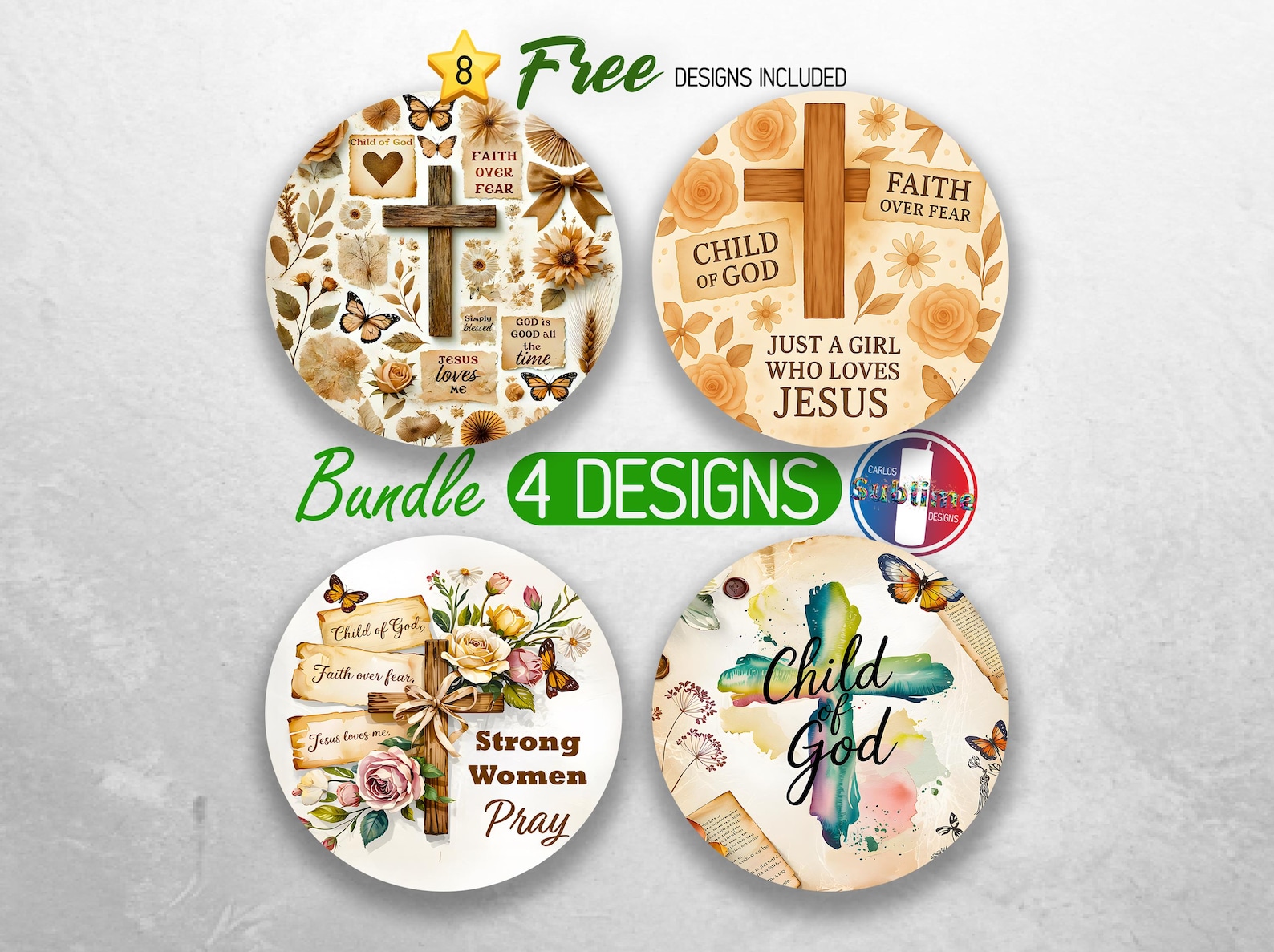 Child of God Christian Boho Car Coaster PNG Bundle God Bible Verse ...