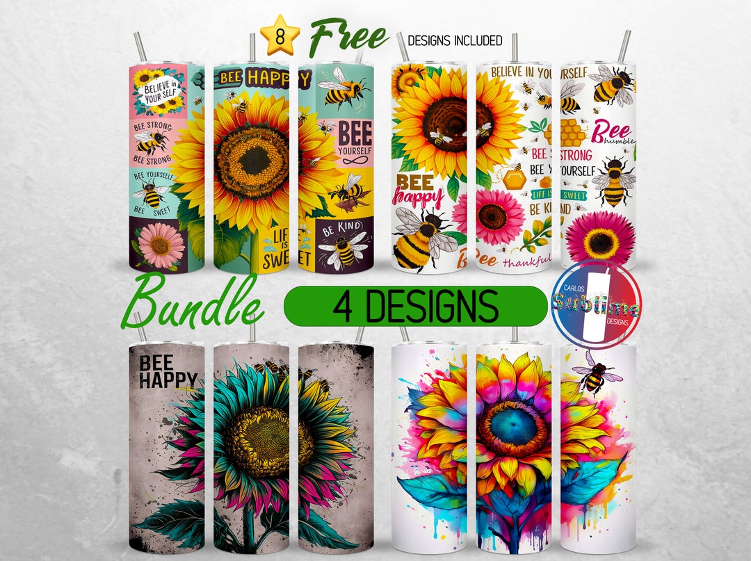 Bee Affirmation Tumbler Wrap Bundle Inspirational Bee 20oz Tumbler PNG ...