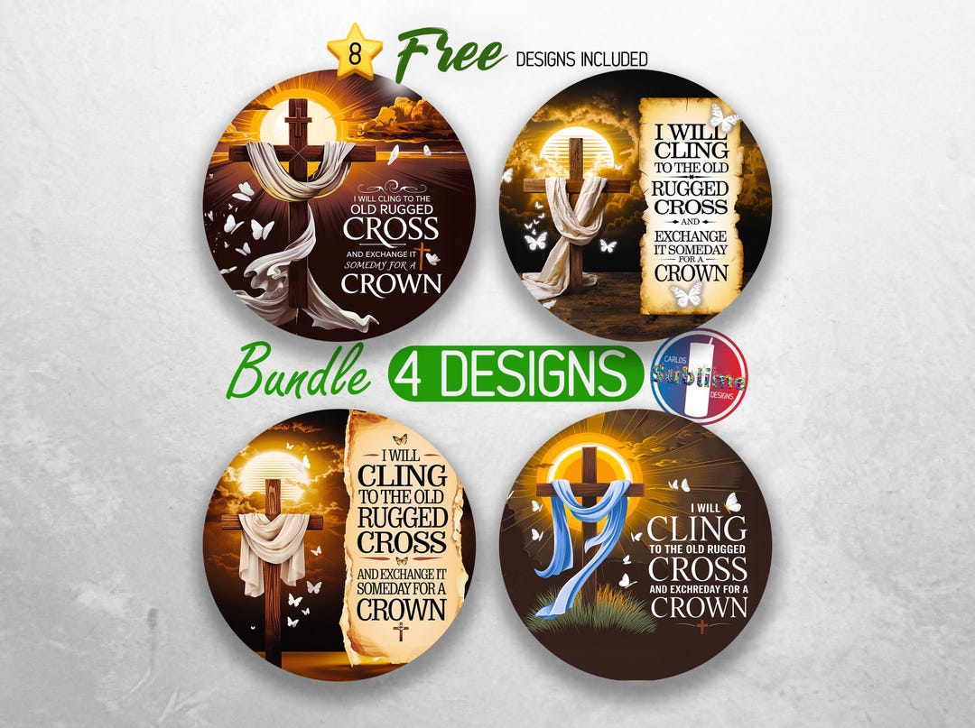 Old Rugged Cross Car Coaster PNG Bundle Faith Christian Car Coaster ...