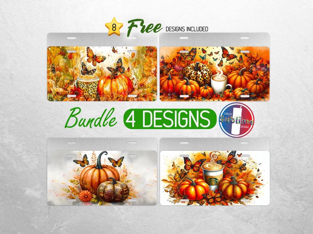 Pumpkin Fall License Plate PNG Pumpkin Season License Plate Design ...