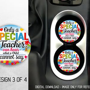 Teacher Autism Car Coaster PNG Bundle Autism Awareness Car Coaster ...