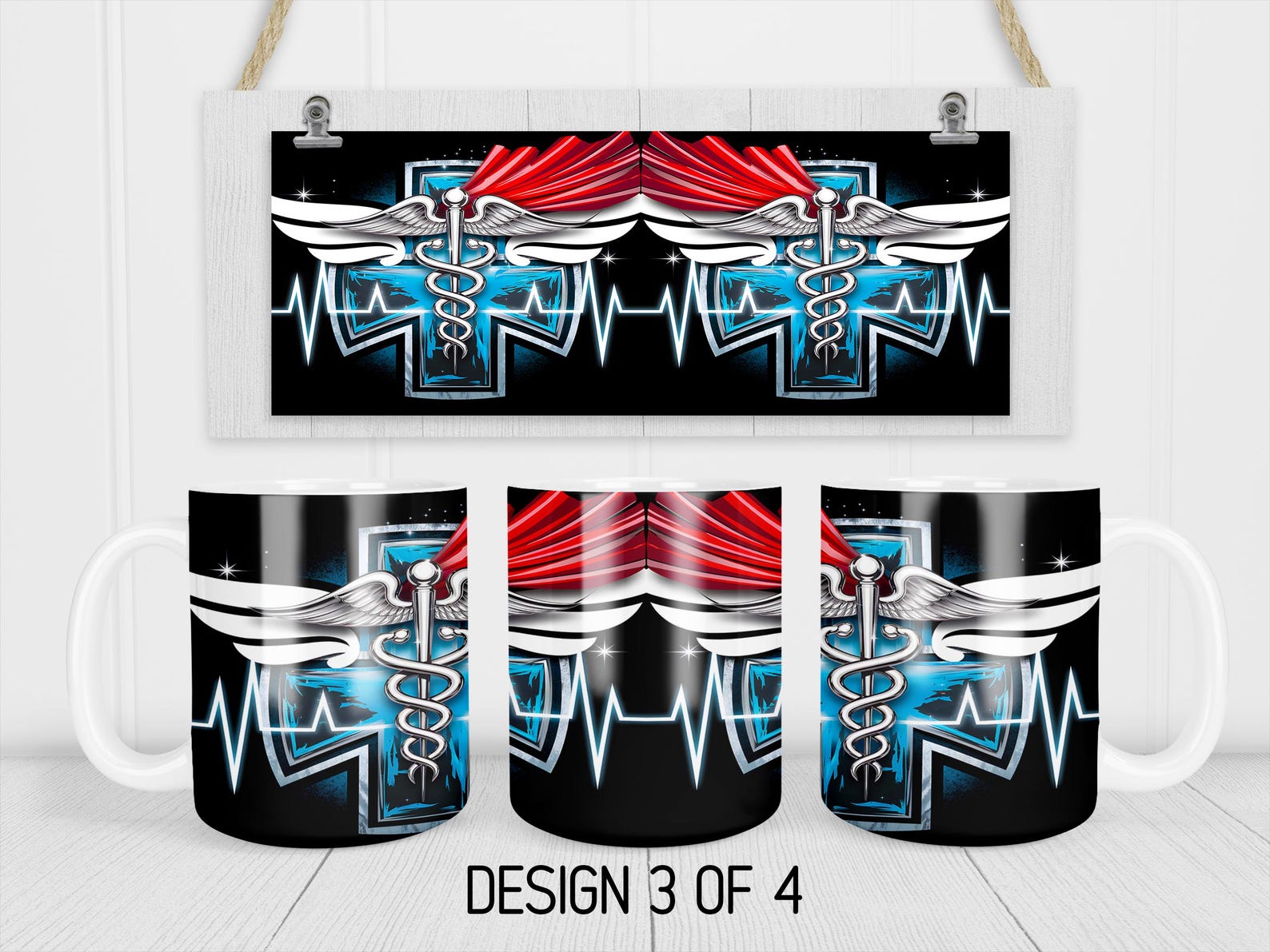 Super Hero First Responder Mug Wrap Bundle Caduceus Medical Mug PNG ...