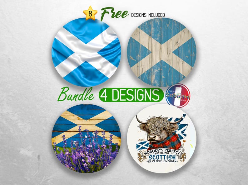 Scotland Car Coaster PNG Bundle Scotland Flag Car Coaster Sublimation ...