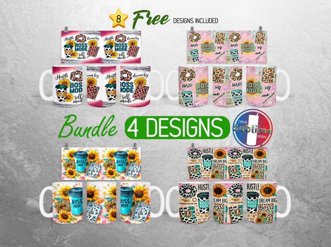 Boss Mode Mug Wrap PNG Bundle Business Owner 15oz Mug Wrap Woman ...