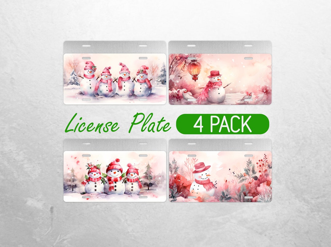 Christmas License Plate PNG Bundle Snowman License Plate Design Winter ...