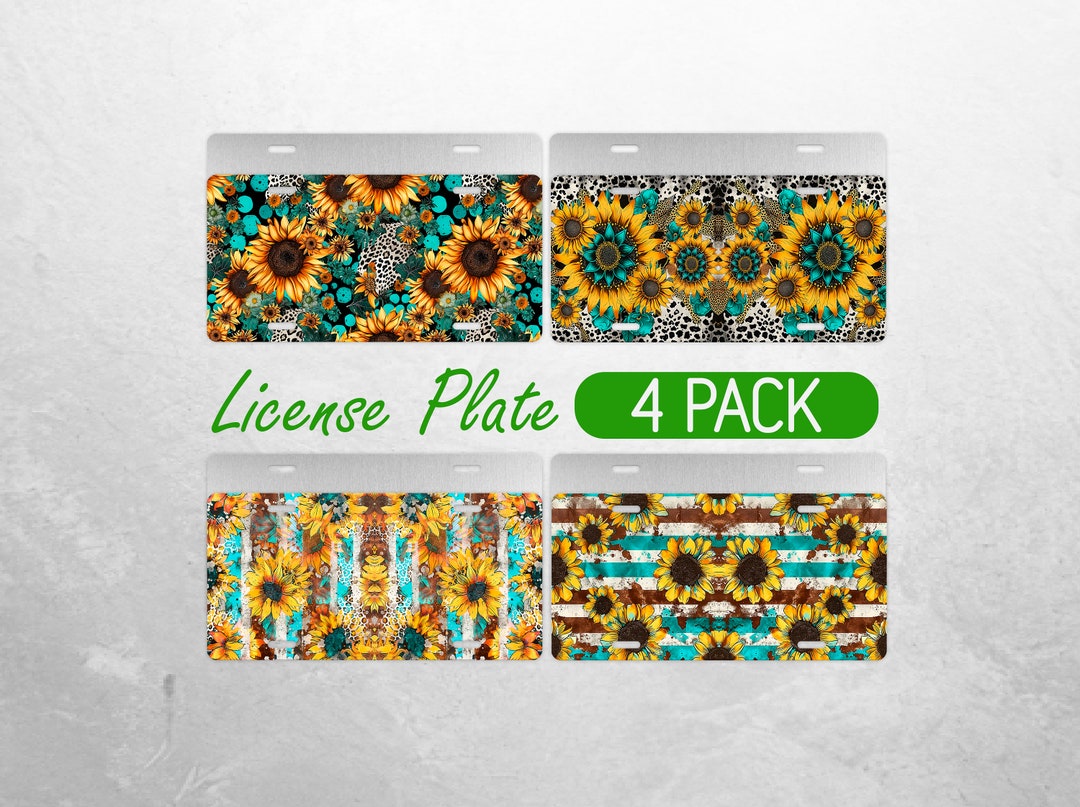 Spring Sunflower License Plate PNG Gemstone Cowhide License Plate ...