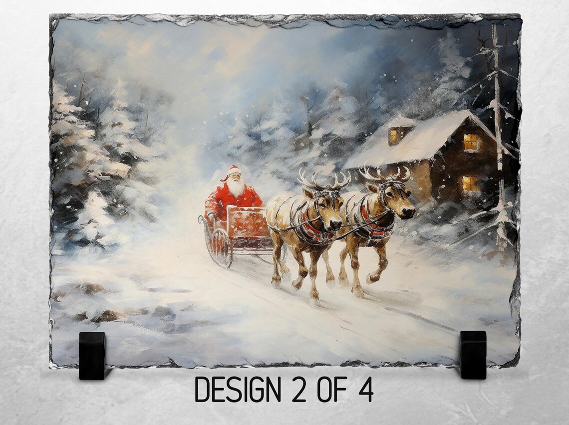 Christmas Santa Reindeer Slate PNG | Slate File Bundle Sublimation ...