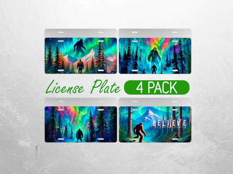 Bigfoot License Plate PNG Yeti Northern Lights License Plate Design ...