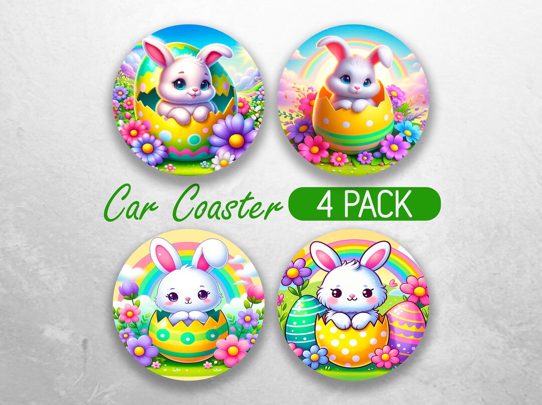 Easter Bunny Car Coaster PNG Happy Easter Car Coaster Sublimation ...