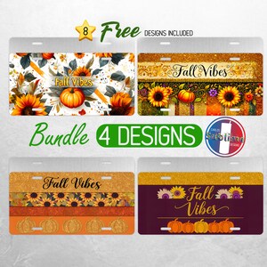 Fall Vibes Sunflower License Plate PNG Pumpkin Spice License Plate ...