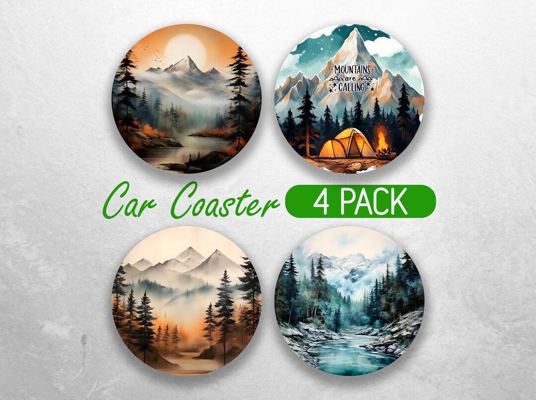 Outdoor Mountains Car Coaster PNG Nature Lake Car Coaster Sublimation ...