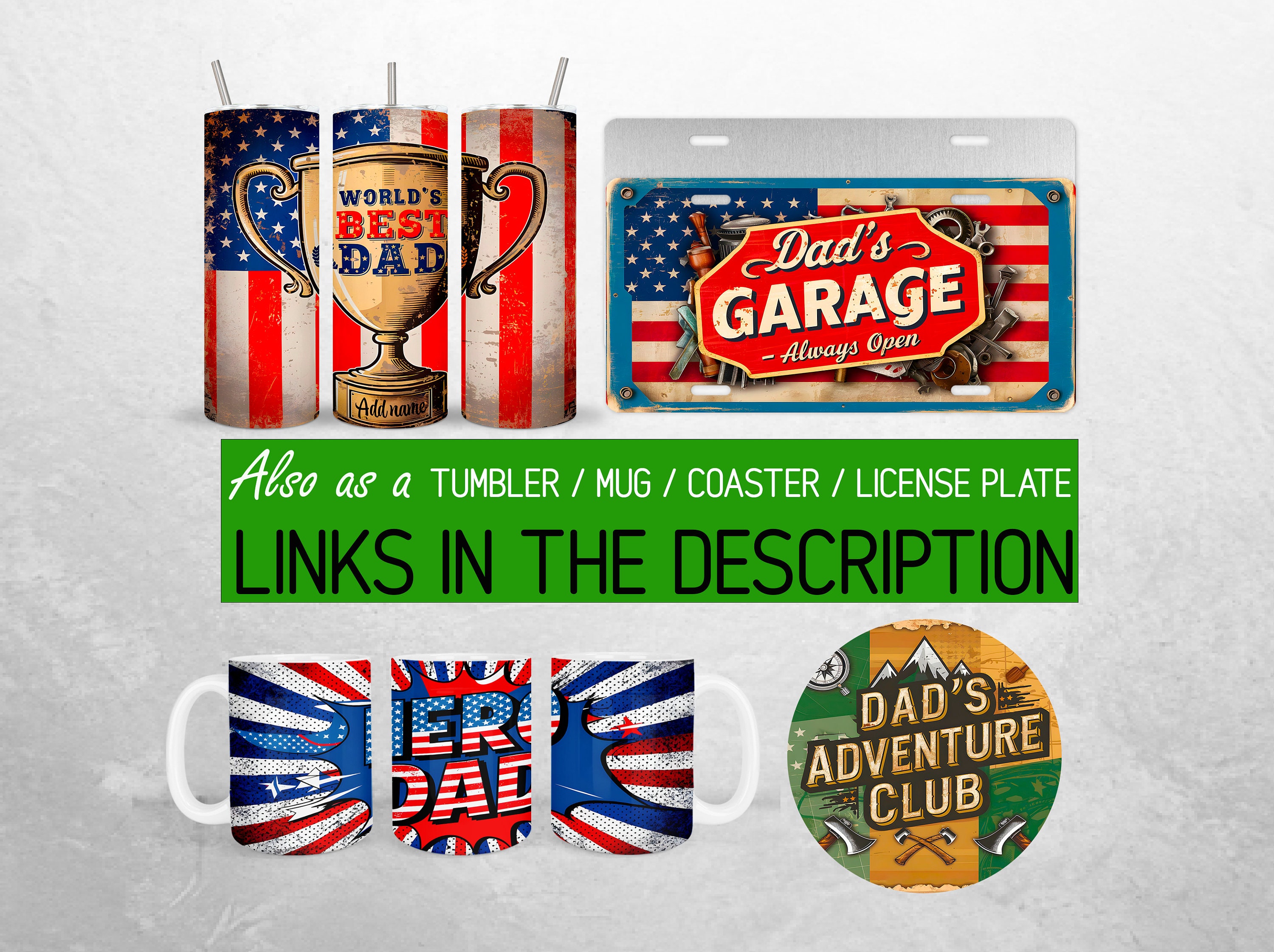 Retro Fathers Day Car Coaster PNG Patriotic Dad Car Coaster Sublimation ...