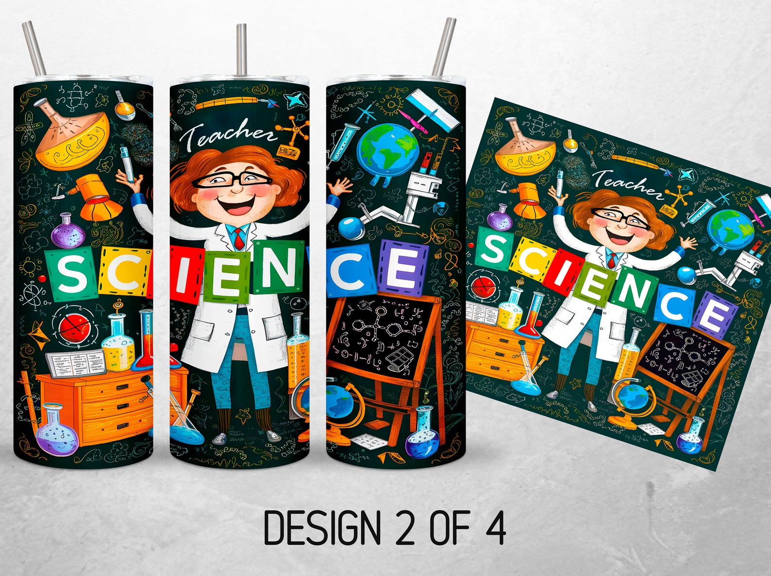 Seamless Science Teacher Tumbler Wrap Bundle Chalkboard Science Tumbler ...