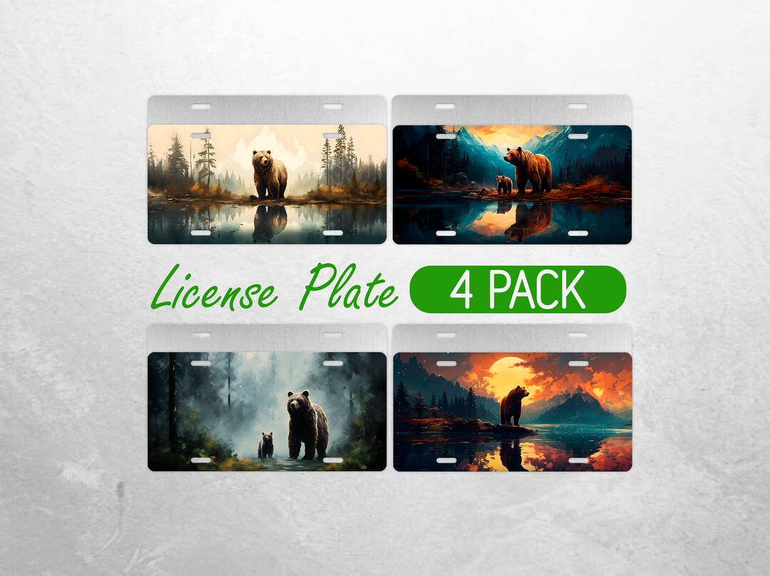 Black Bear License Plate PNG Bundle 3D Hunting License Plate Design ...