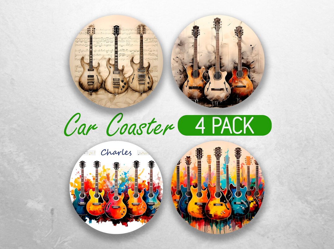 Watercolor Guitar Car Coaster PNG Band Electric Guitar Car Coaster ...