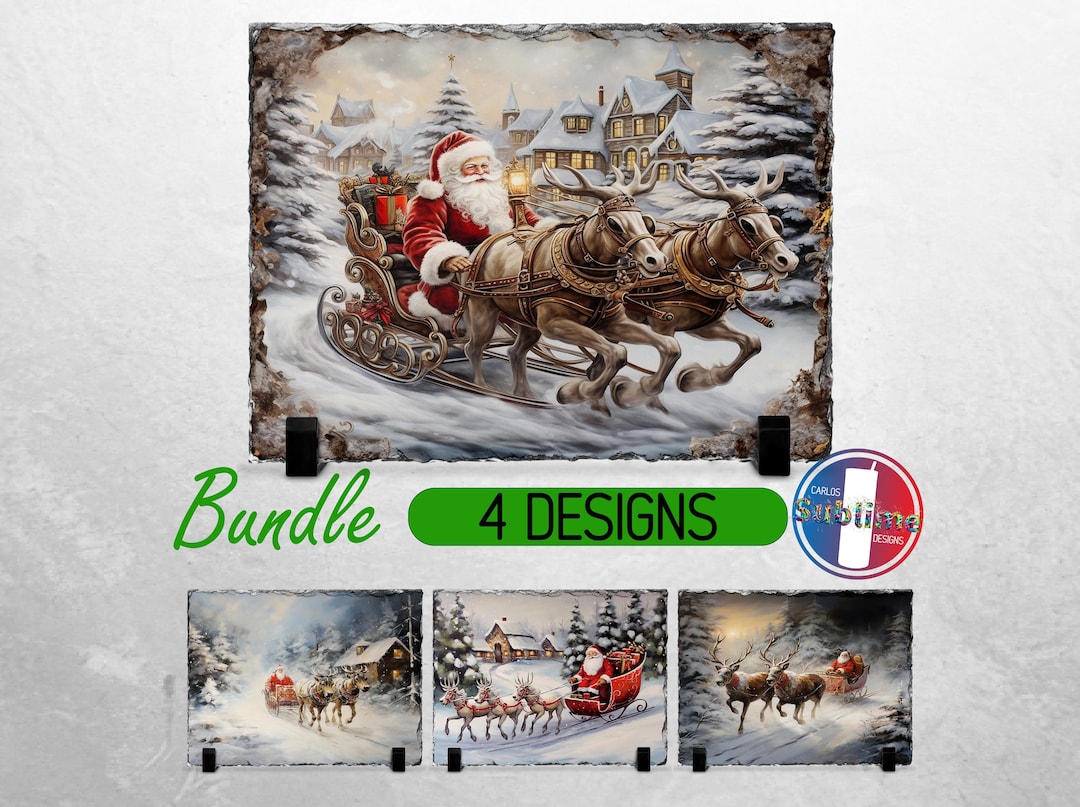 Christmas Santa Reindeer Slate PNG | Slate File Bundle Sublimation ...