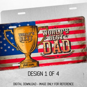 Retro Fathers Day License Plate PNG Patriotic Best Dad License Plate ...