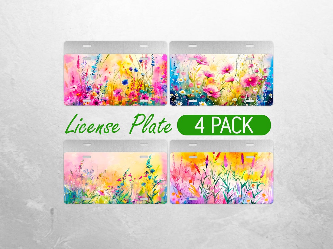 Spring Wildflowers License Plate PNG Field Flowers License Plate Design ...