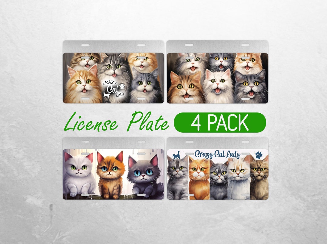 Crazy Cat Lady License Plate PNG Funny Cat License Plate Design Cute ...