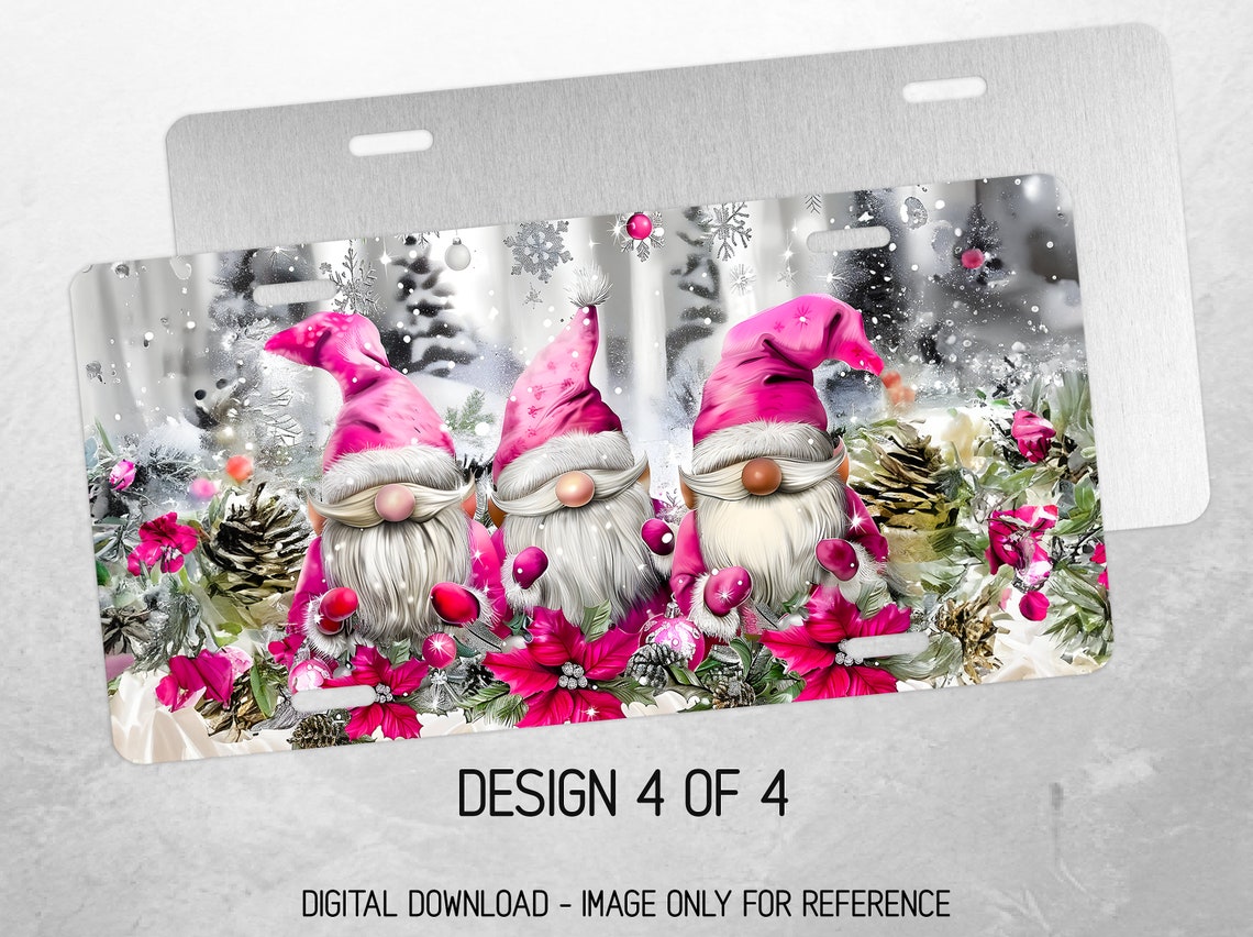 Christmas Gnomes License Plate PNG Bundle Cute Gnomes License Plate ...
