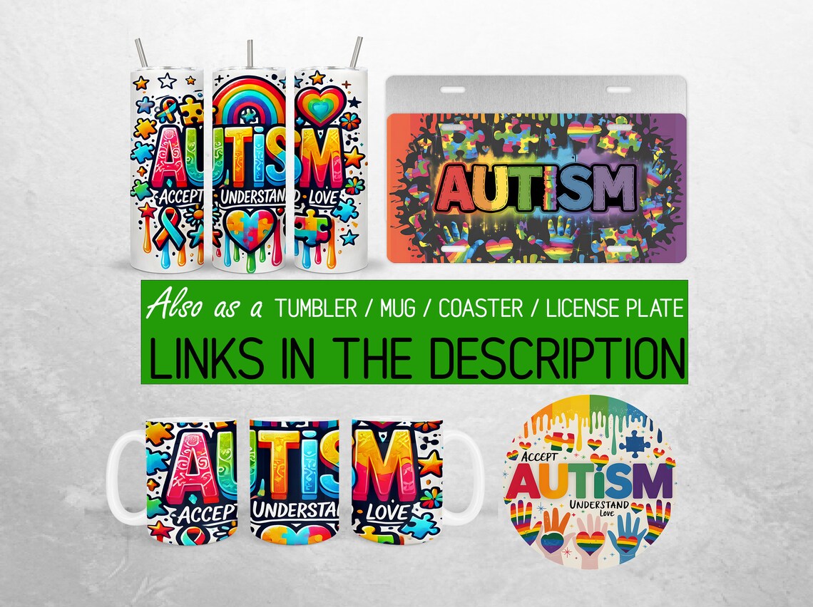 Autism License Plate PNG Bundle Autism Awareness License Plate Design ...