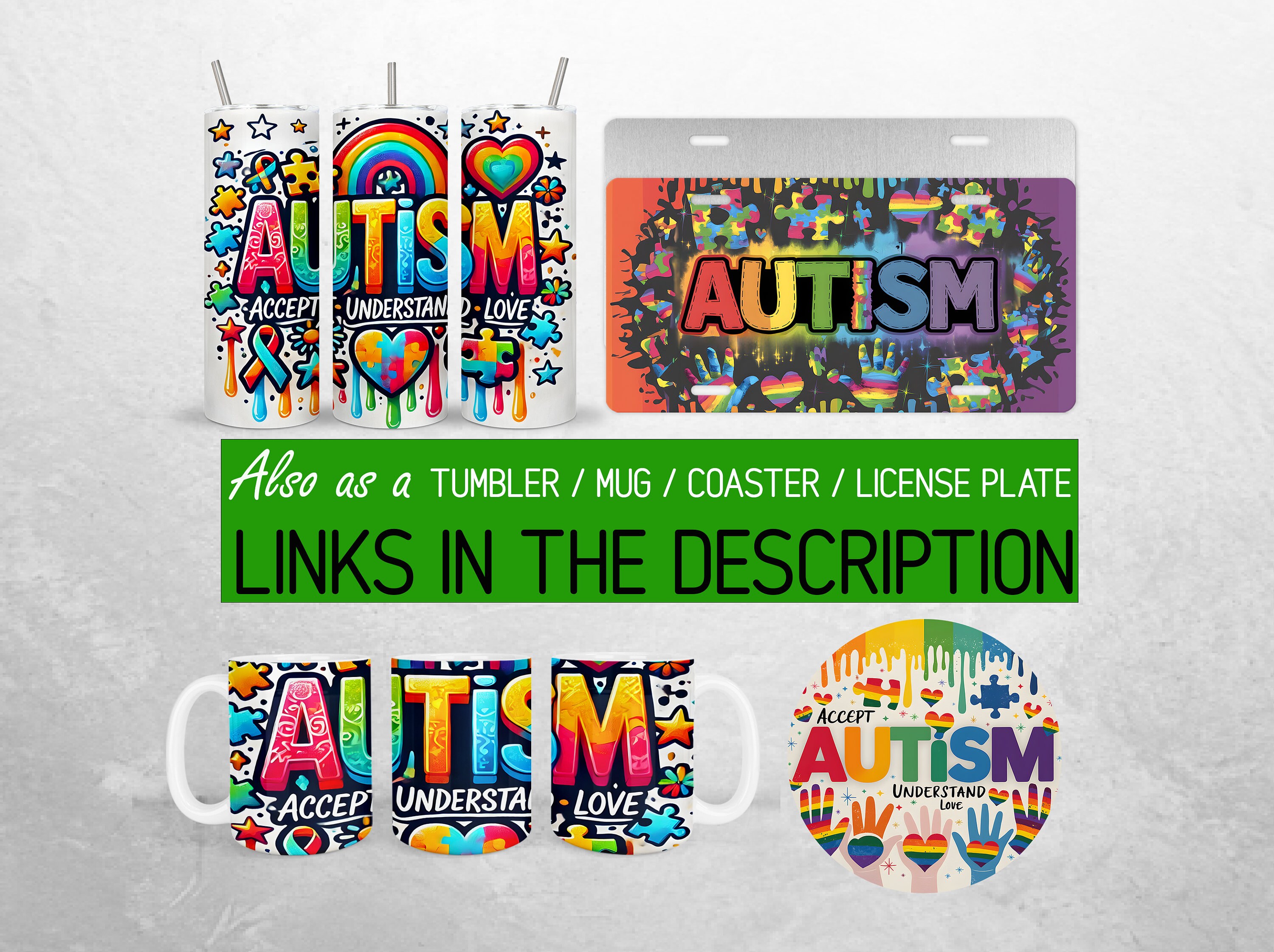 Autism License Plate PNG Bundle Autism Awareness License Plate Design ...