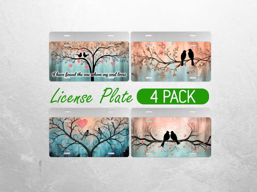 Valentines Day License Plate PNG Love Birds License Plate Design Couple ...