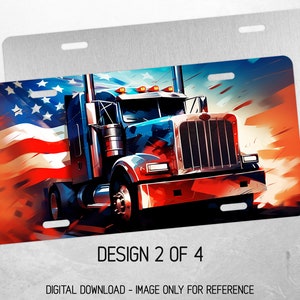 Semi Truck License Plate PNG USA Flag Truck Driver License Plate Design ...