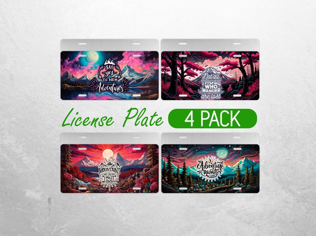 Outdoor Mountains License Plate PNG Bundle Adventure License Plate ...