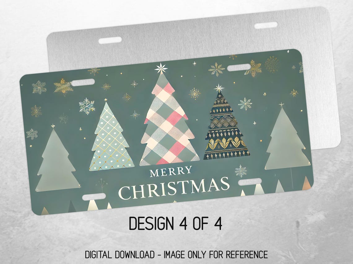 Christmas Tree License Plate PNG Bundle Merry Christmas License Plate ...