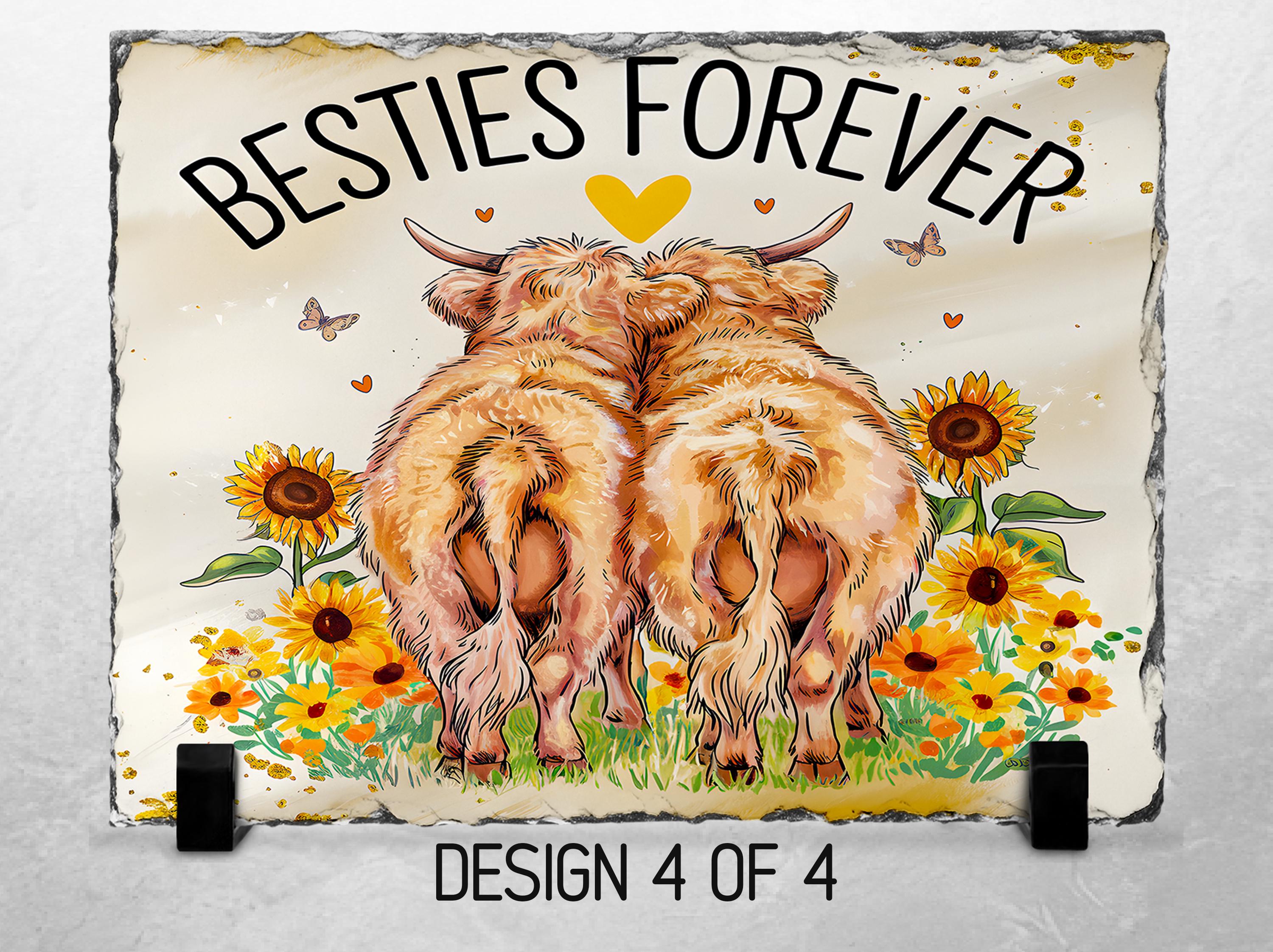 Highland Cow Slate PNG Besties Forever Slate File Bundle Sublimation ...