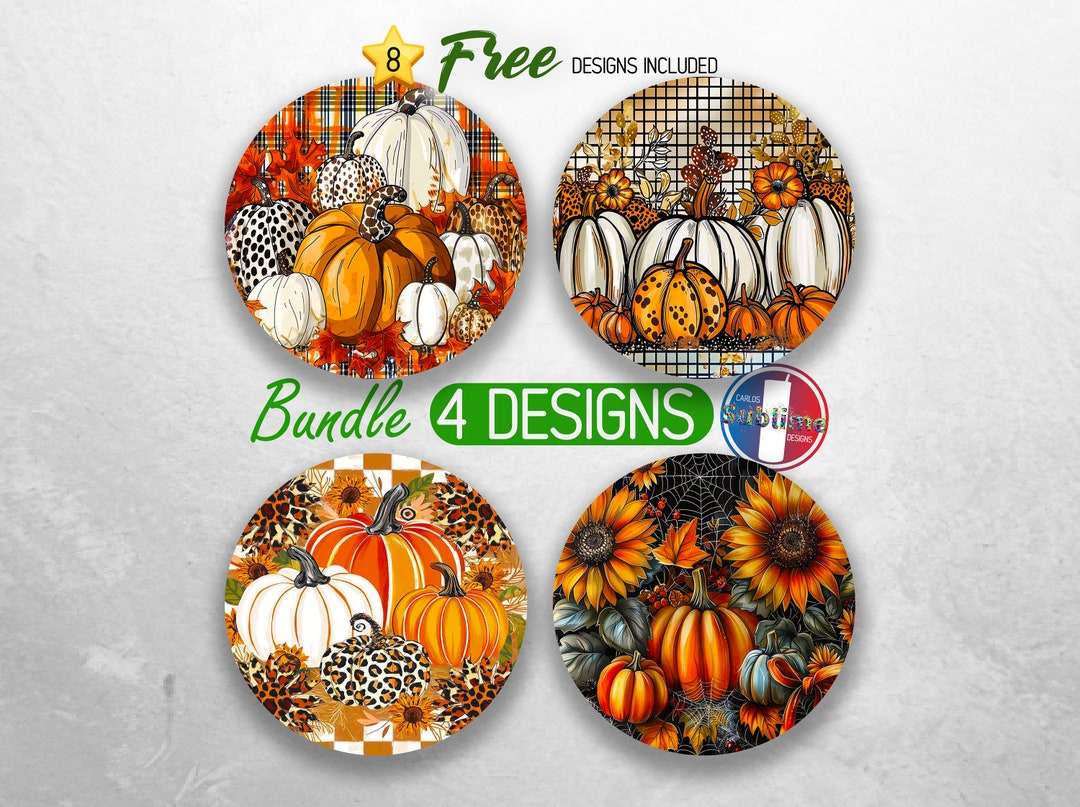 Fall Pumpkin Car Coaster PNG Bundle Sunflower Fall Coaster Png ...