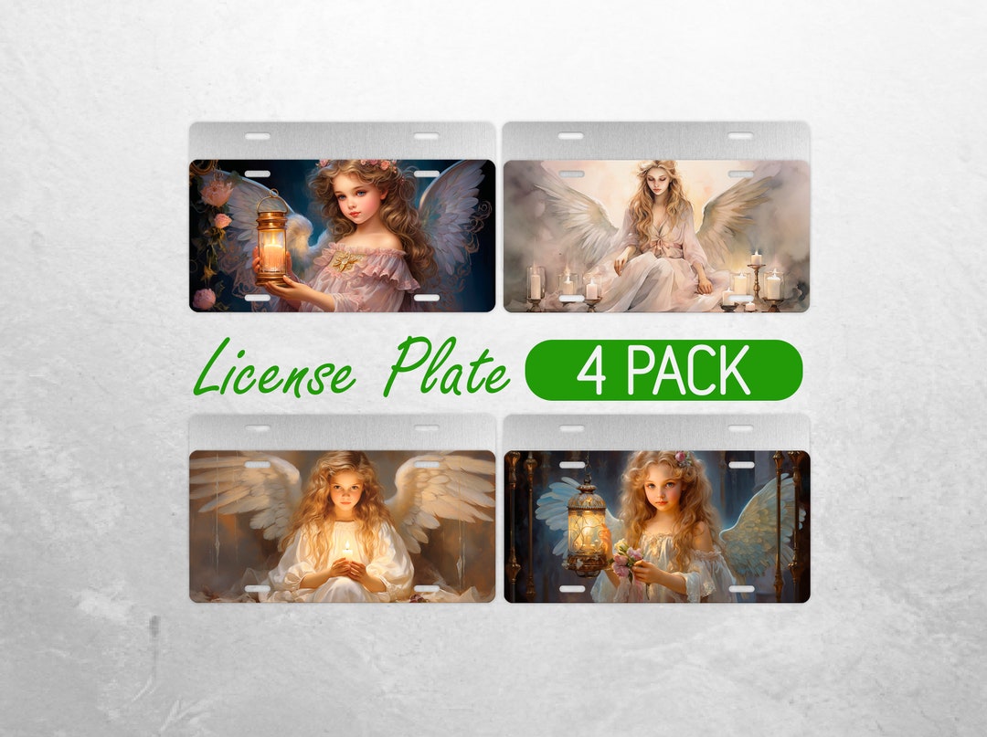 Victorian Watercolor Angel License Plate PNG Bundle Christmas Scene ...