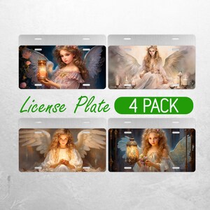 Victorian Watercolor Angel License Plate PNG Bundle Christmas Scene ...