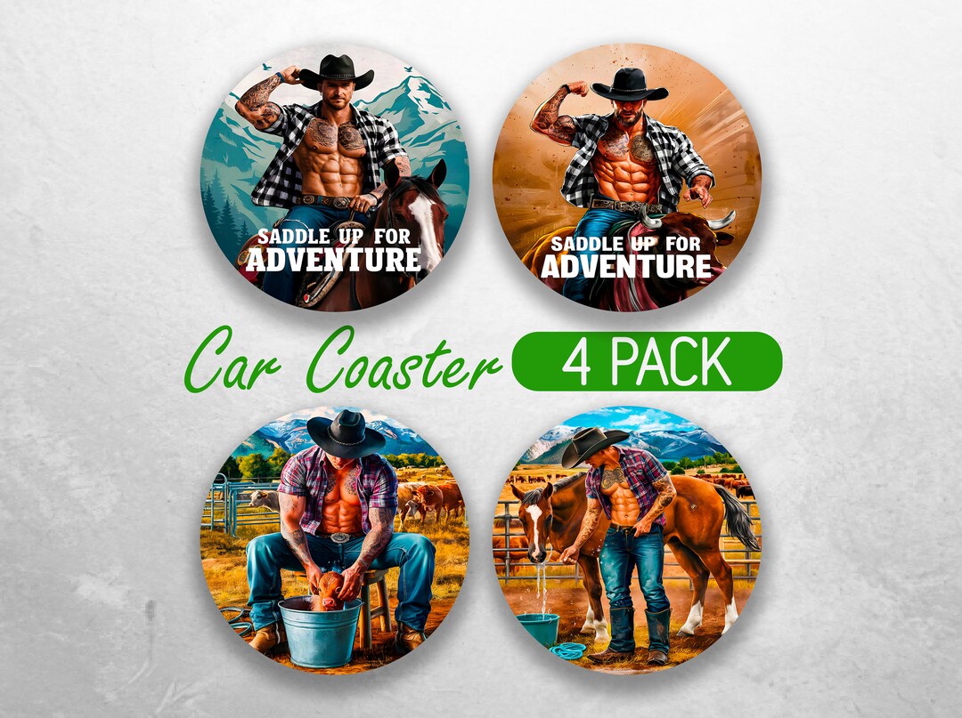 Western Car Coaster PNG Country Cowboy Car Coaster Sublimation Designs ...