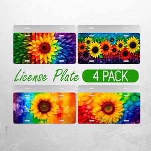 Tie Dye License Plate PNG Rainbow Sunflower License Plate Design ...