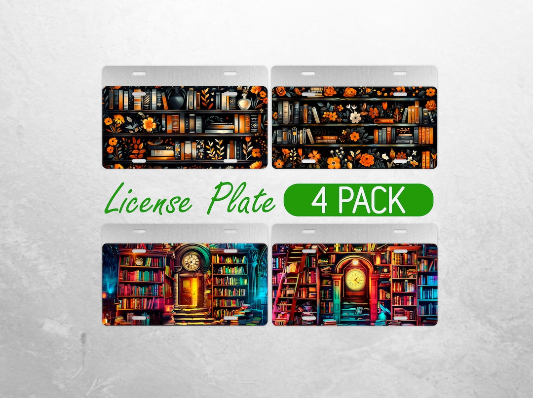 Books and Flowers License Plate PNG Bookshelf Reading Book License ...