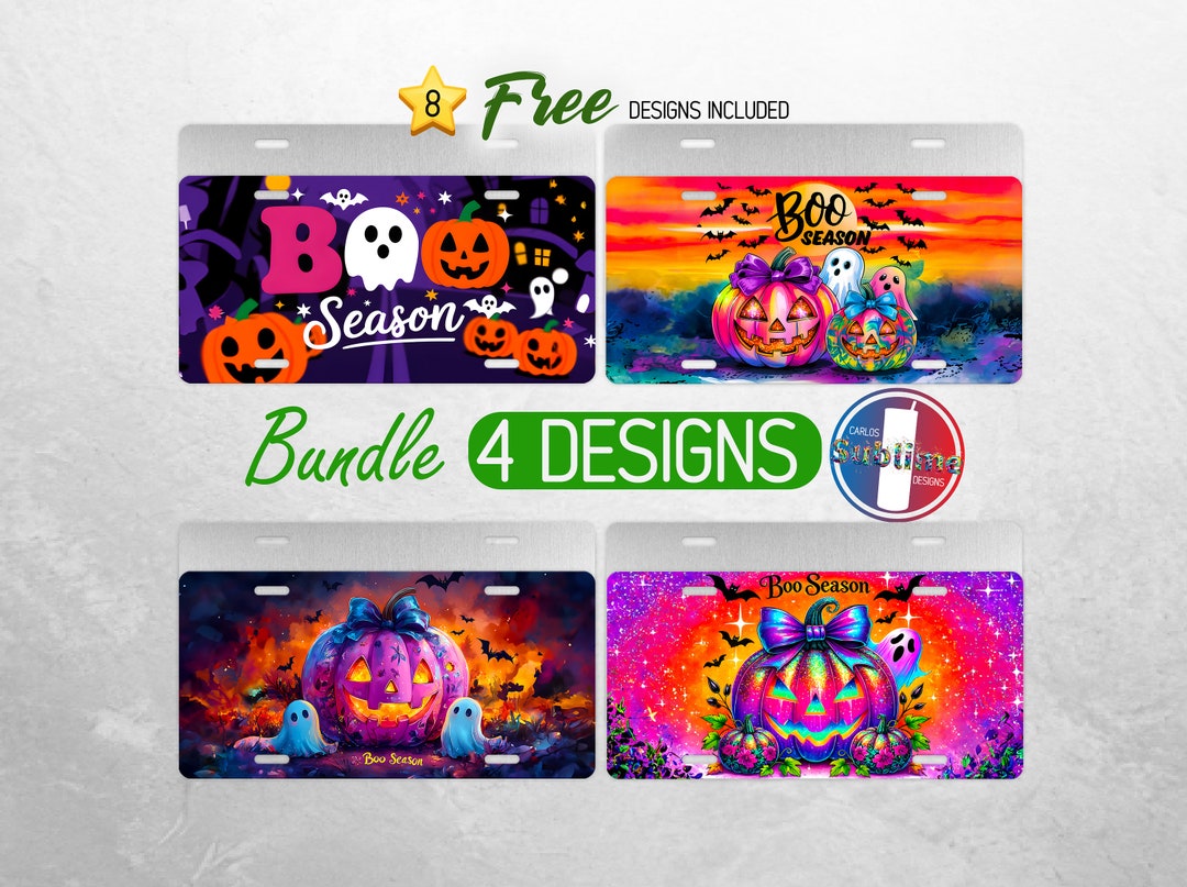 Boo Season License Plate PNG Pink Halloween License Plate Design ...