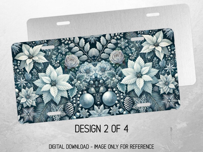 3D Christmas Flowers License Plate PNG Bundle Winter Foliage License ...