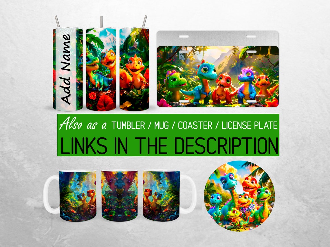 Cute Dinosaurs License Plate PNG Dino Add Name License Plate Design ...